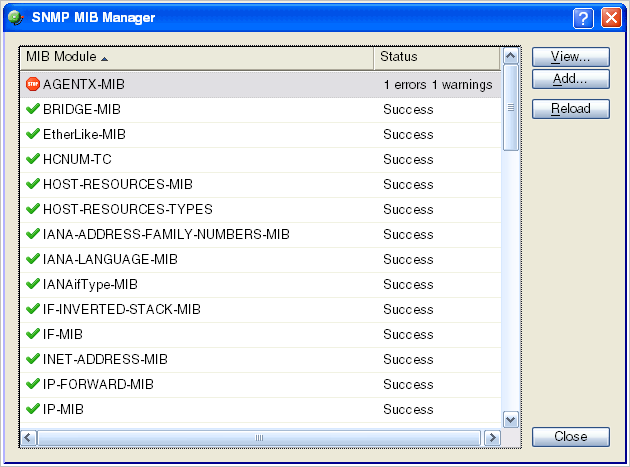 Using the SNMP MIB Manager to troubleshoot MIB files